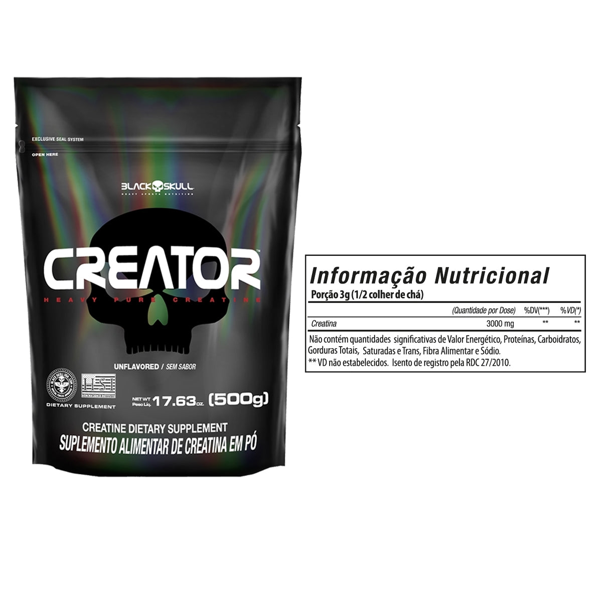 3x Creatine Kit pure monohydrated refill 500g - Black Skull ...